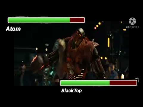 Atom Vs BlackTop with healthbars in Real Steel