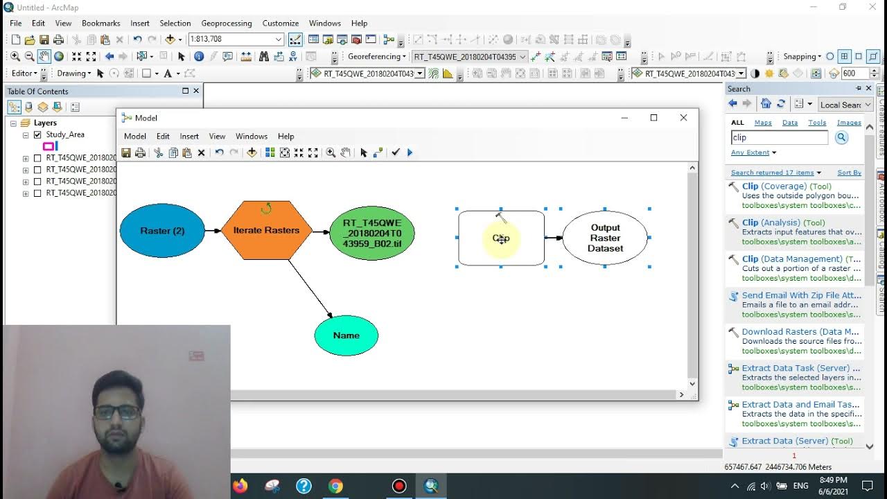 Clip Multiple Raster images using one shape file in ArcGIS Model Builder - YouTube