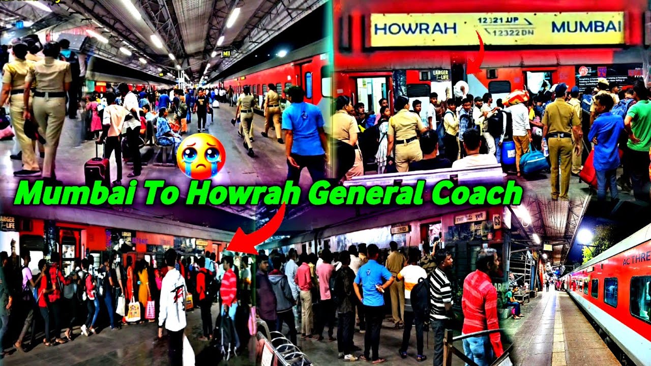 Mumbai Mail Train General Coach🚉 |12322 Mumbai Howrah Mail General ...