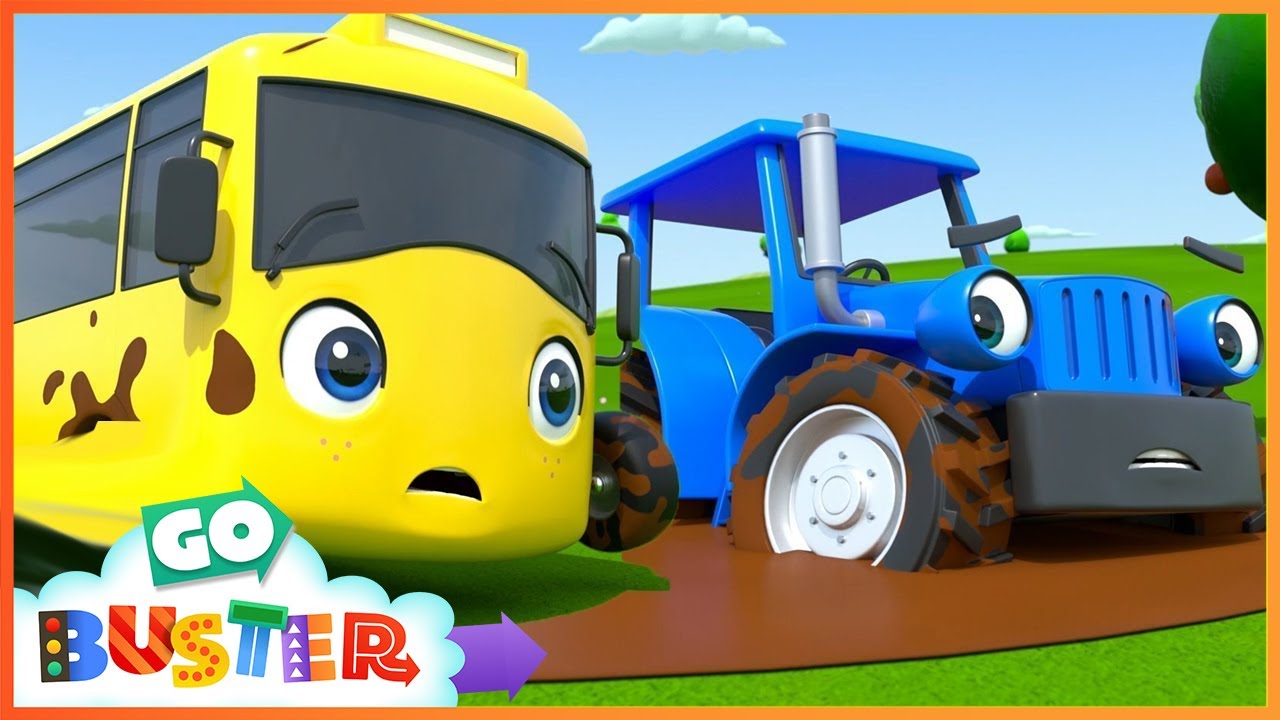 Wheels on the Bus - Stuck in the Mud! | Go Buster | Baby Cartoons ...