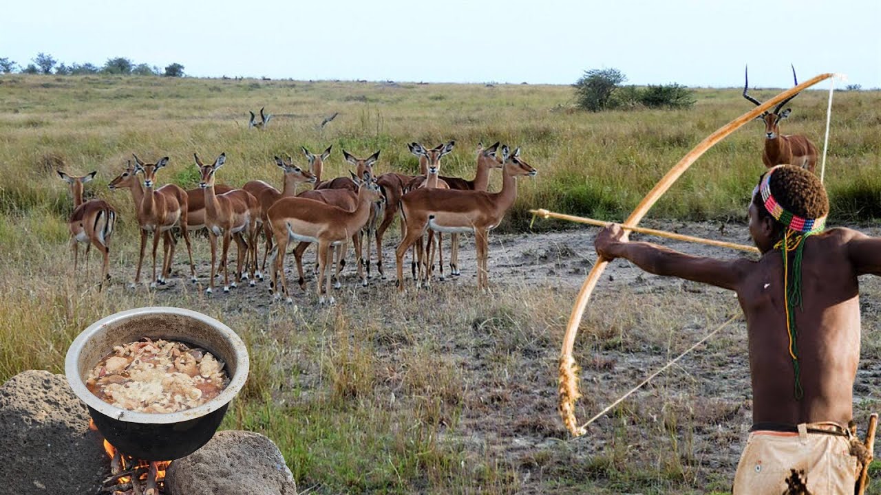 Watch Hadzabe Tribe Hunt a lot Of Wild Big Antelopes & Cooking || Full ...