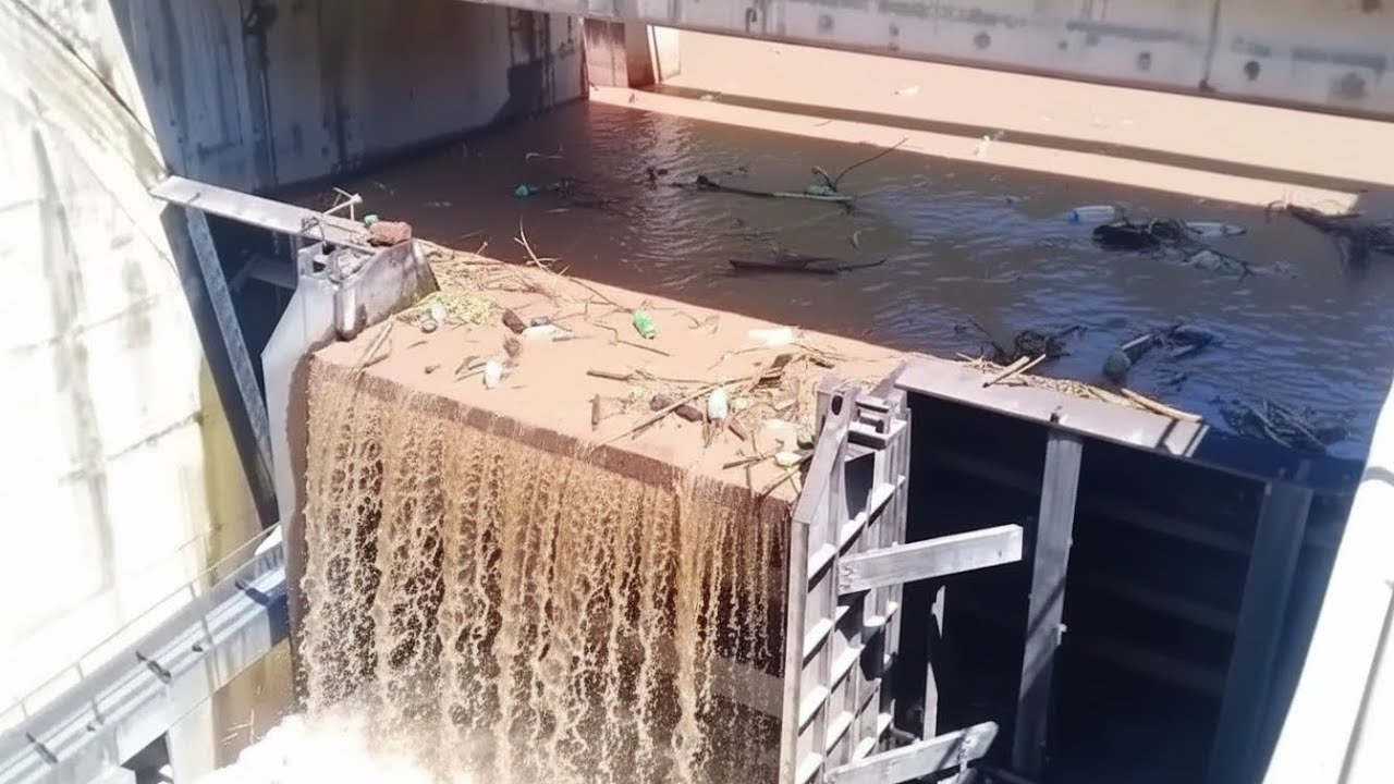 Operation of the Crest Flap Gate During Initial Reservoir Release - YouTube