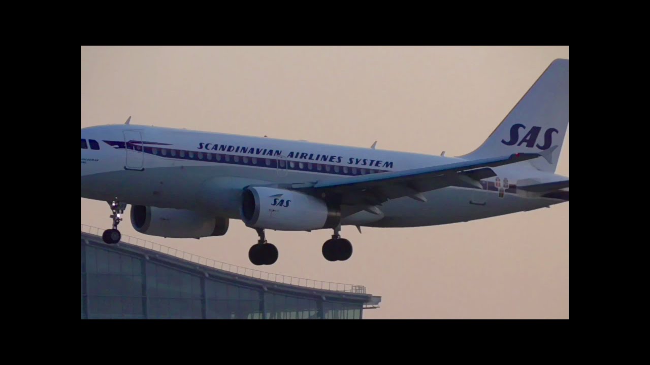 **SAS Retro Livery** A319. [OY-KBO] Landing at London Heathrow Airport ...