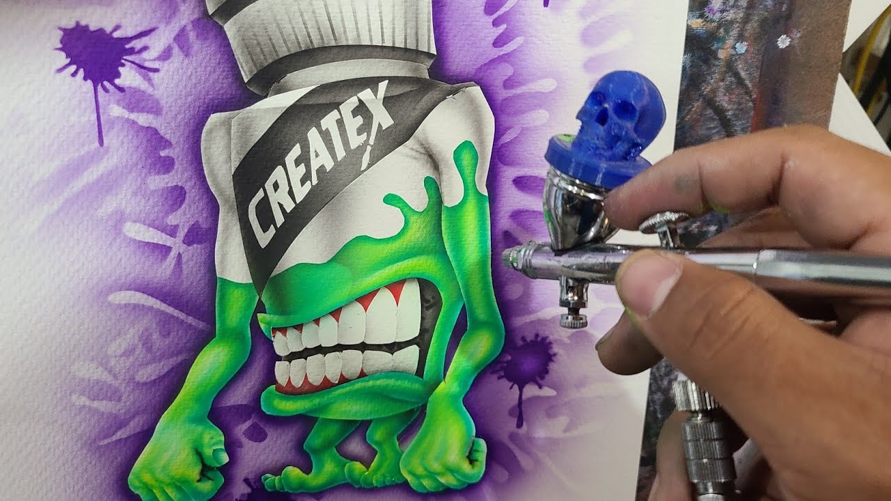 How to Airbrush Vinny the Createx Mascot - YouTube