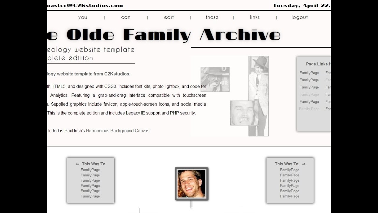 Ye Olde Family Archive HTML5 Genealogy Website Template - YouTube