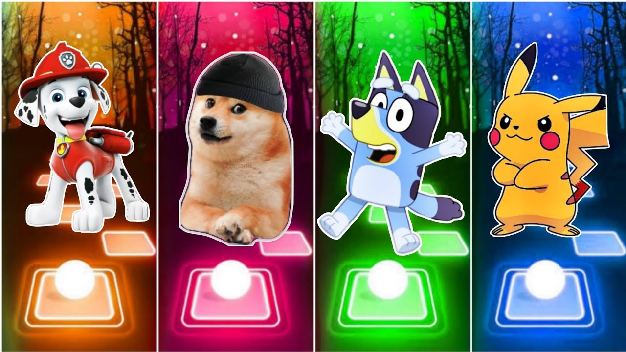 Marshall - Doge - Bluey- Pikachu || Tiles Hop EDM Rush . 🎶🎧🏆🎧🎶 - YouTube