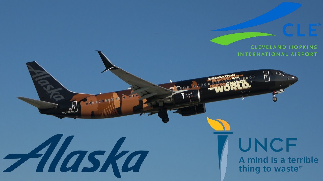 Back to Cleveland Plane Spotting. Alaska Airlines UNCF Livery Up Close ...