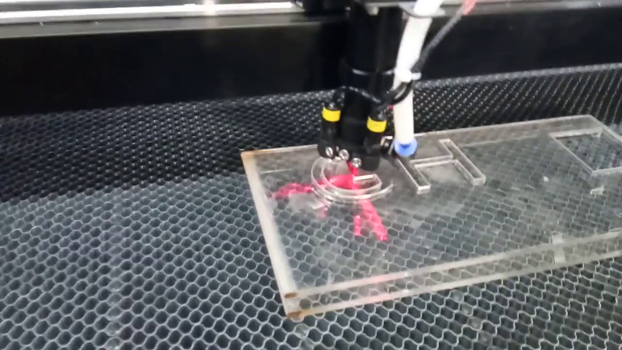 two layer acrylic glue together and cut in one time - YouTube