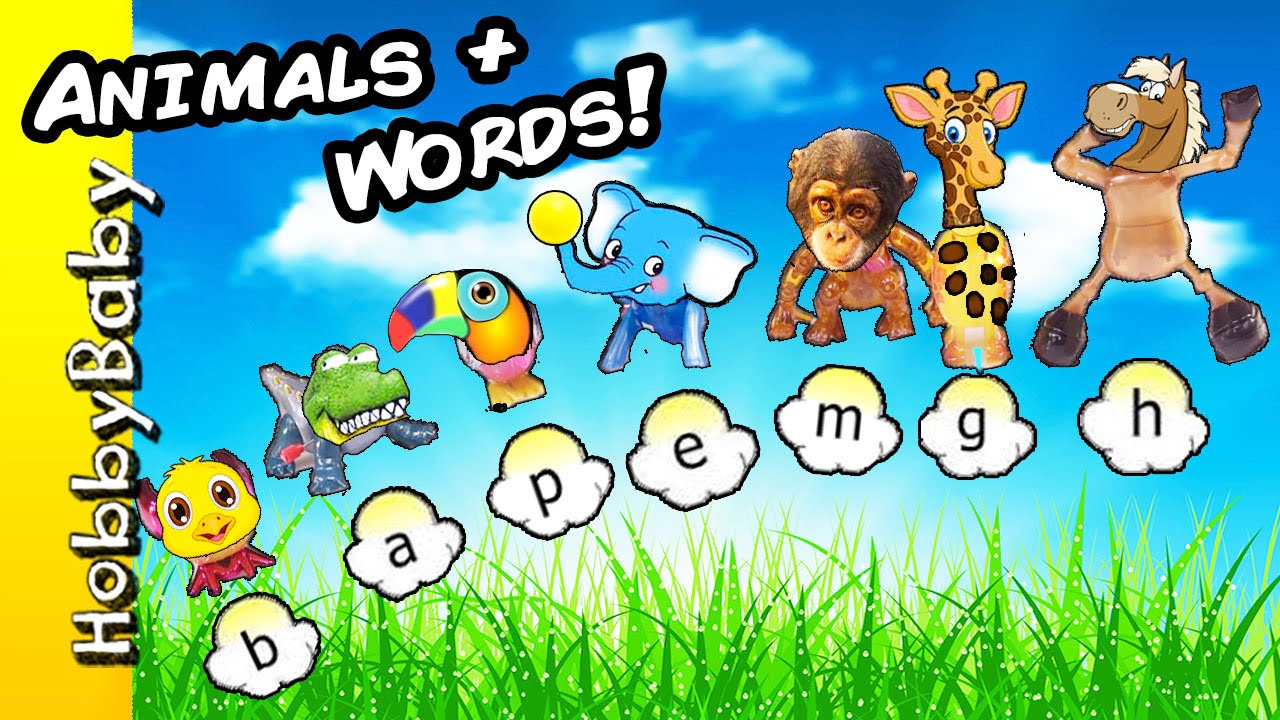 WIND UP Animal Toys! Learn Letters words + Colors Real Jungle Animals ...