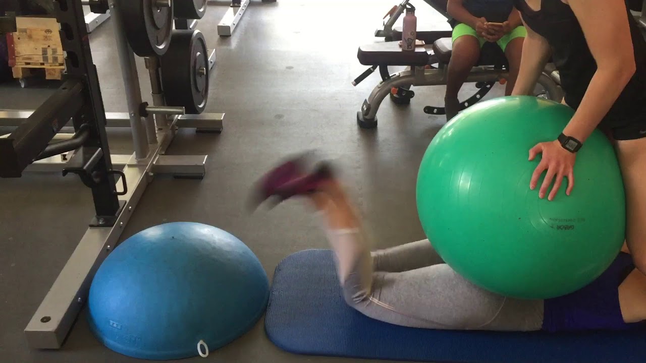 Prone BOSU-Gymball Hamstring Kicks - YouTube