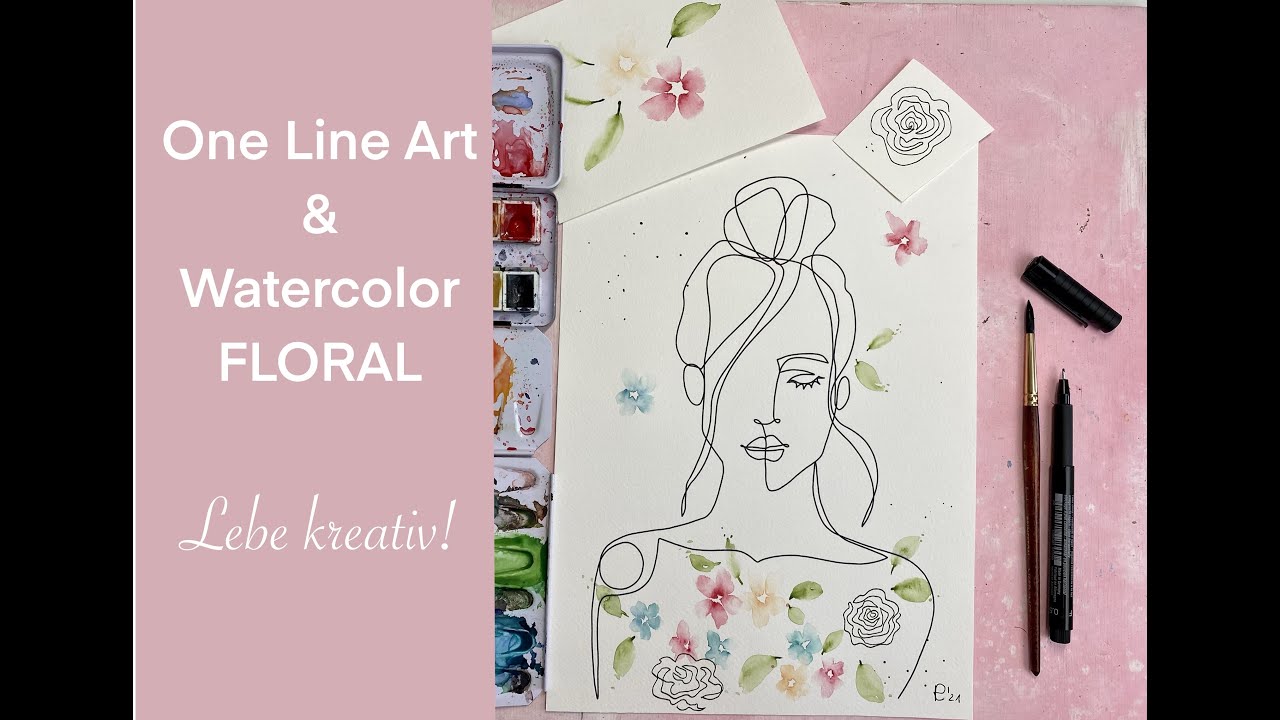 One Line Art & Watercolor - YouTube