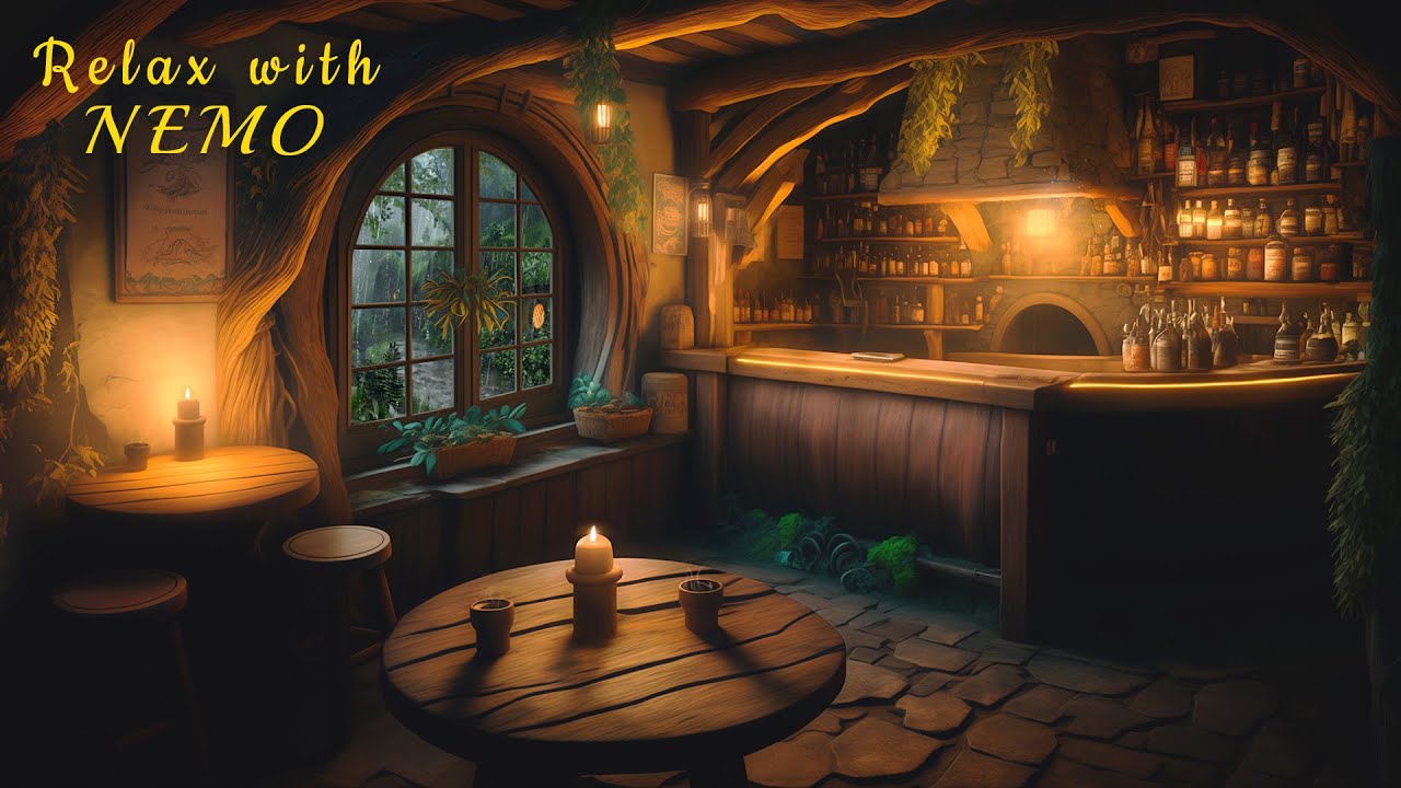 Cozy Hobbit Bar Ambience on a Rainy Evening | Peaceful Hobbit Music and ...