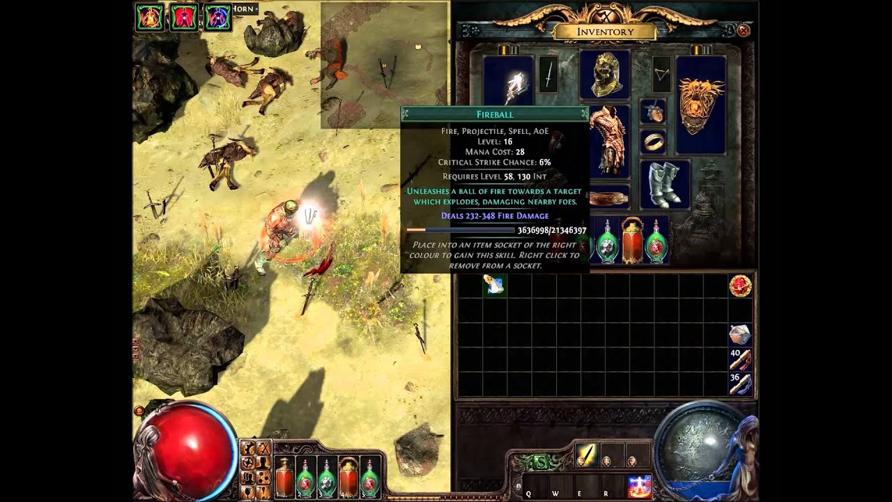 Path of Exile: Skill Fireball - YouTube