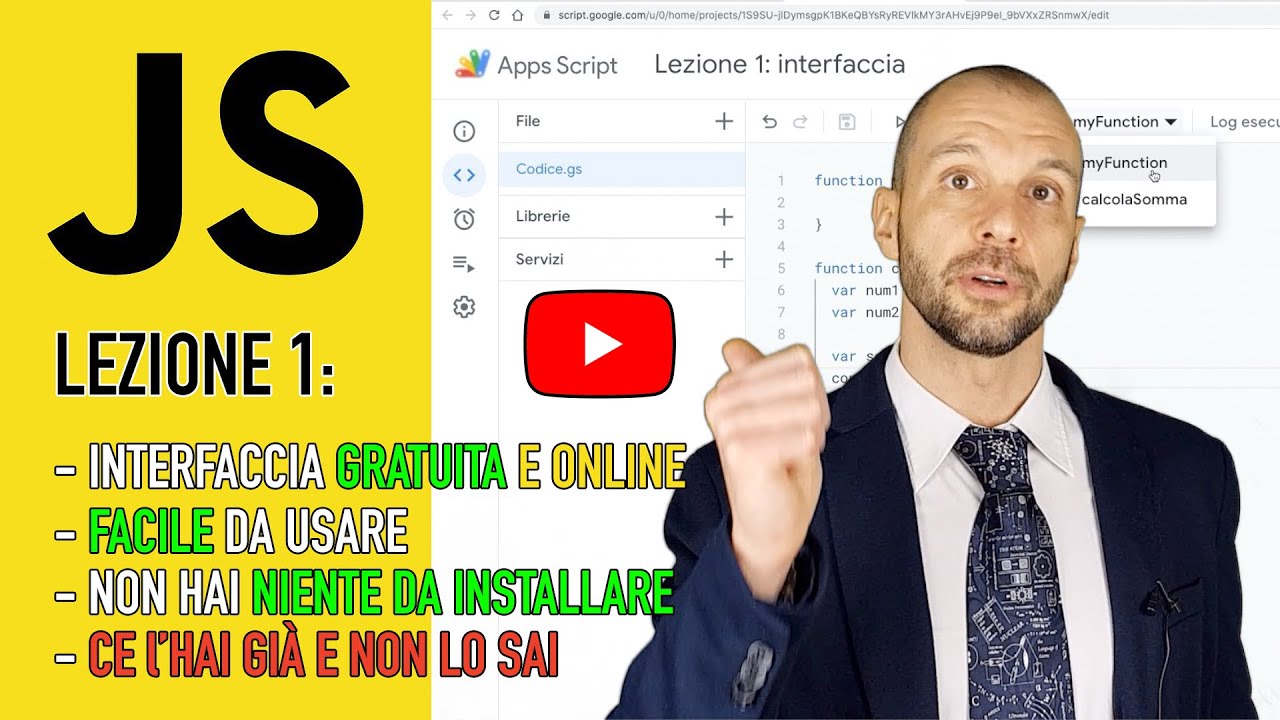 JavaScript Semplificato per Google - Lezione 1: L'interfaccia - YouTube