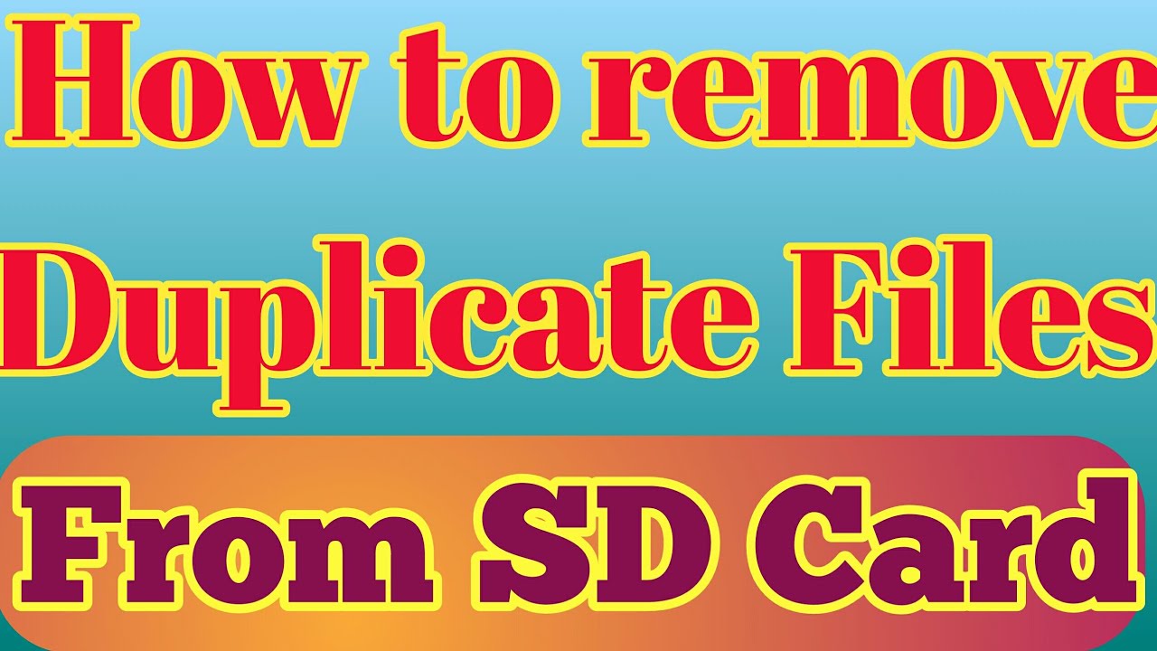How To Remove Your Duplicate Files In Mobile SD Card Android App YouTube How To Remove Your Duplicate Files In Mobile SD Card Android App YouTube