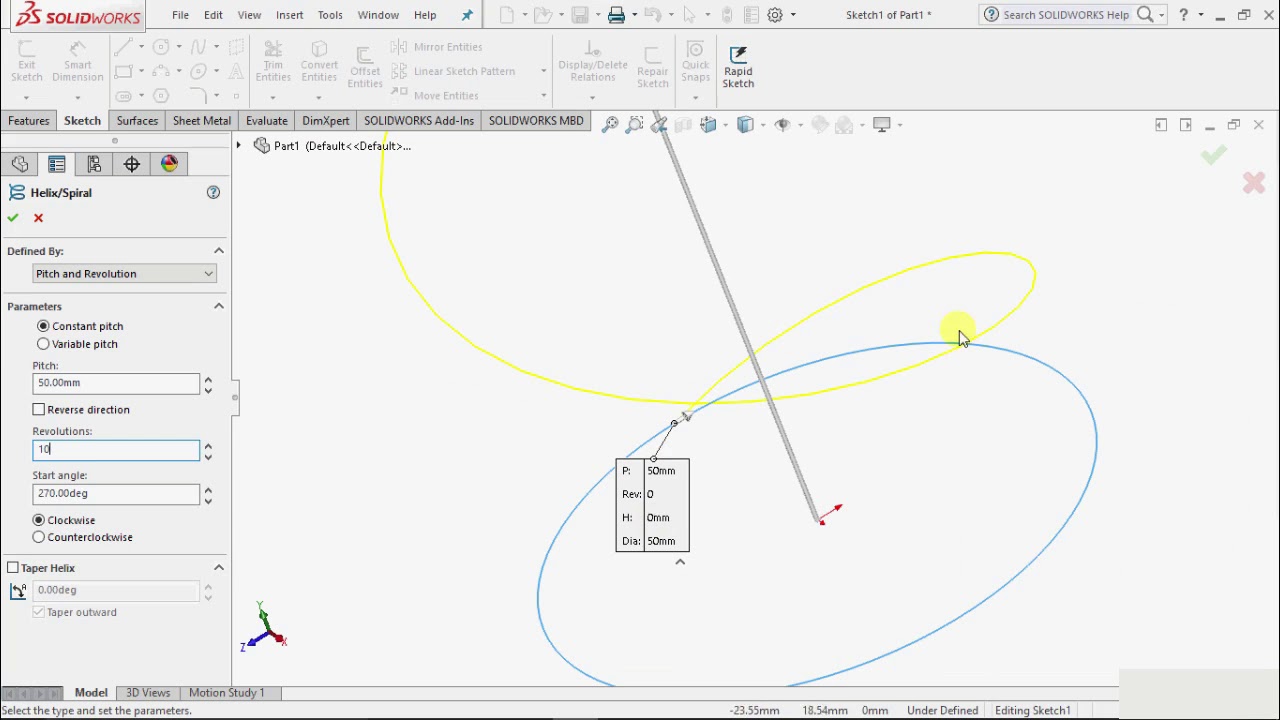 HELIX AND SPIRAL CREATION - Solid Works Tutorial - YouTube