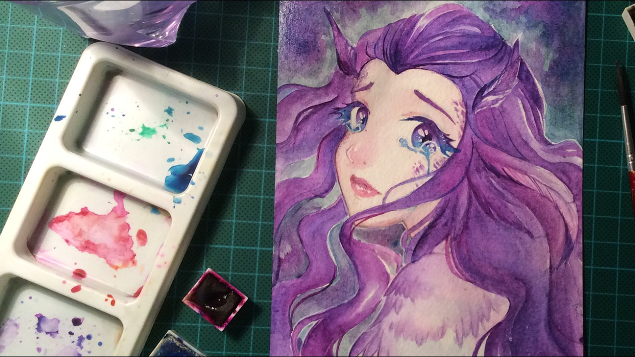 Violet Spirit - Watercolor Speedpaint ♥ - YouTube