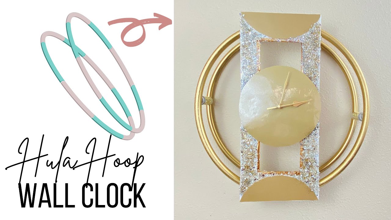 INEXPENSIVE & GLAM LARGE GOLD WALL CLOCK CANVAS USING HULA HOOPS - YouTube