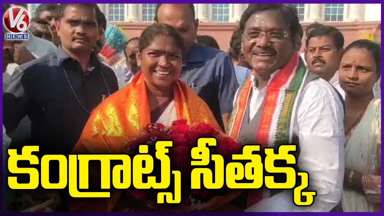 MLA Vivek Venkataswamy Congrats To Minister Seethakka | V6 News - YouTube