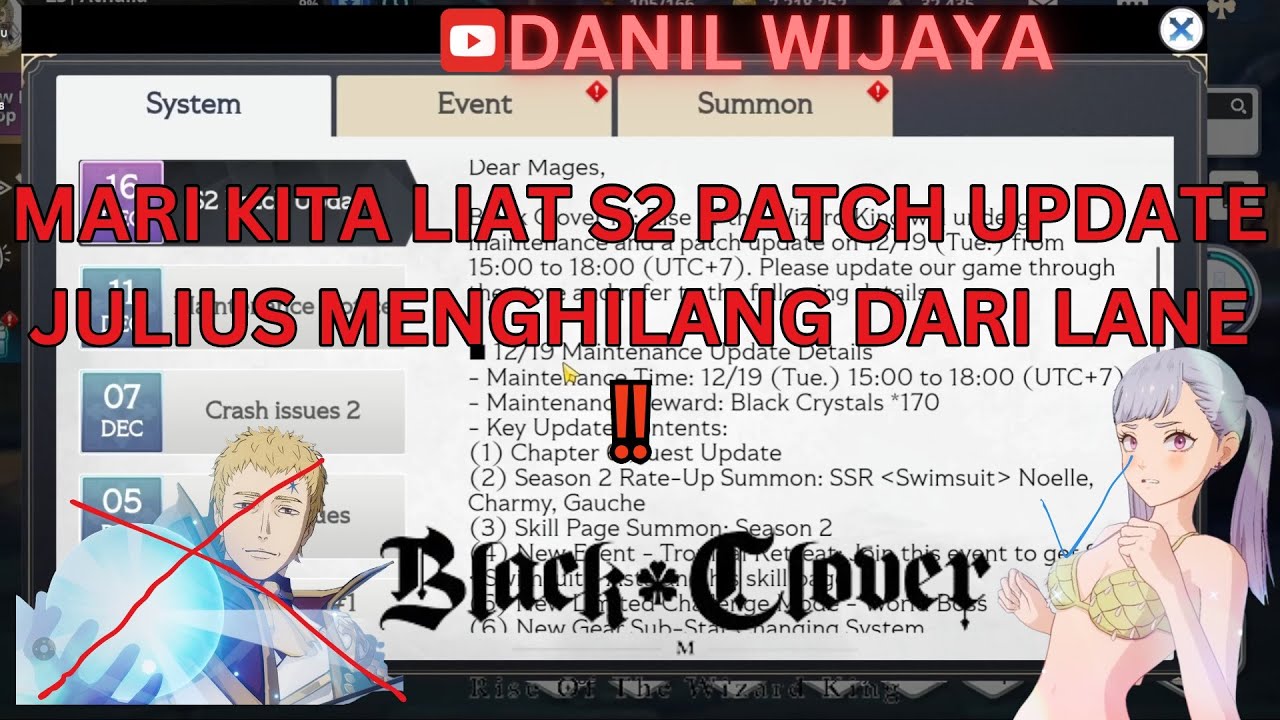 MARI KITA LIAT S2 PATCH UPDATE JULIUS MENGHILANG DARI LANE ‼️ - BLACK CLOVER MOBILE🔥 - YouTube