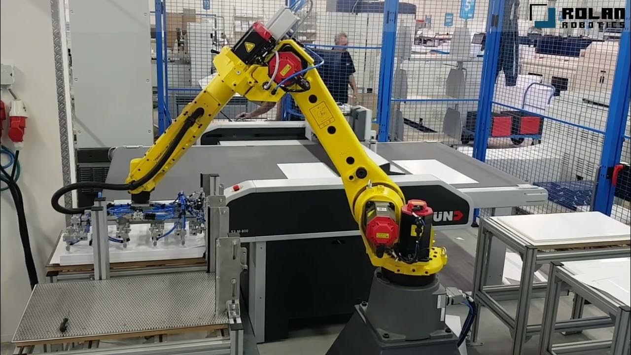 Rolan Robotics - Loading & Unloading a Cutter from Zünd - YouTube