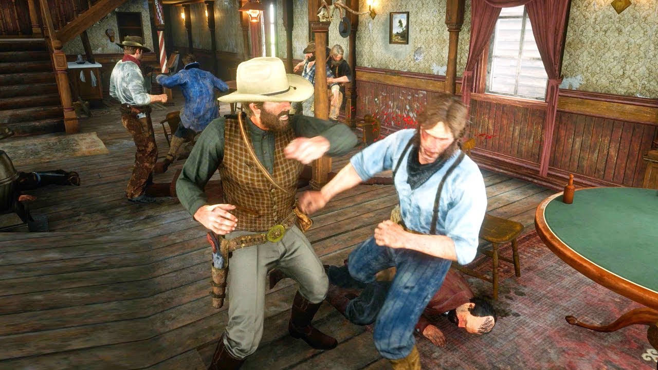 Red Dead Redemption 2 Arthur Starts a Saloon Brawl - YouTube