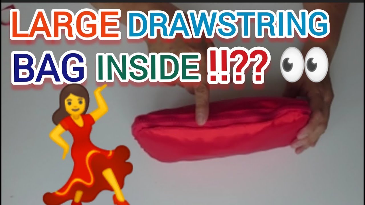 HOW TO MAKE A LARGE FOLDED DRAWSTRING BAG, CAN PUT INSIDE THE POUCH POCKET ATTACHED ON IT. - YouTube