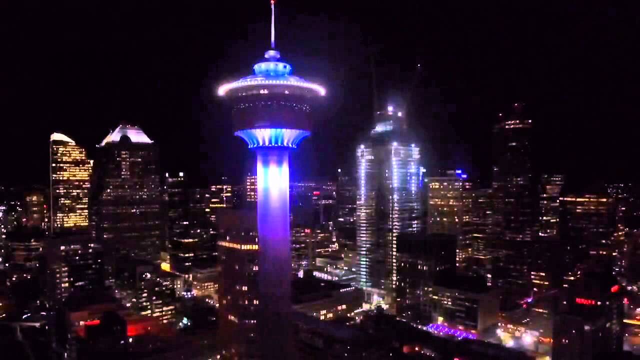 Calgary downtown at night rough cut - YouTube