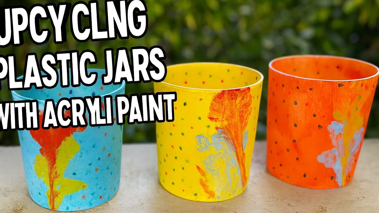 DIY Upcycled Plastic Jars | Easy Acrylic Paint Flower Design - YouTube