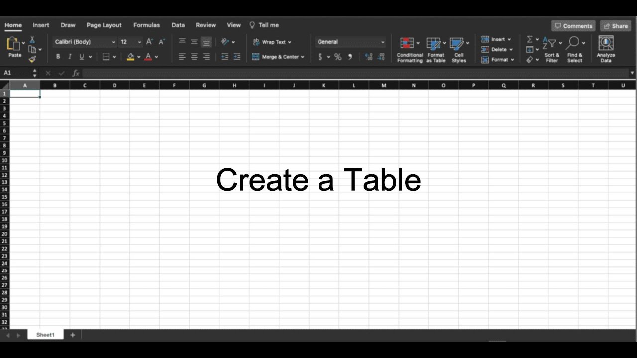Create a Table in Excel Part 1 - YouTube