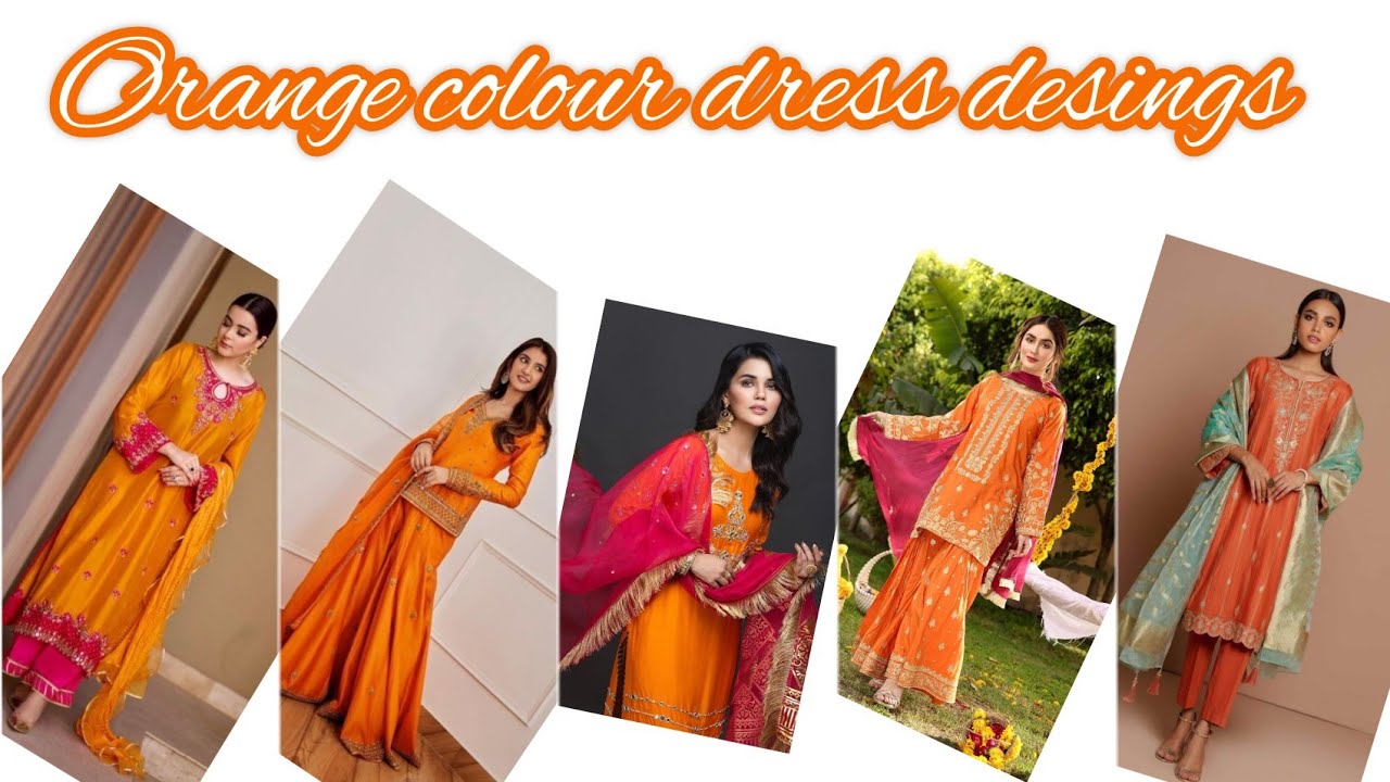 Very Beautiful Orange Colour Dress Desings||Orange Colour Combination ...