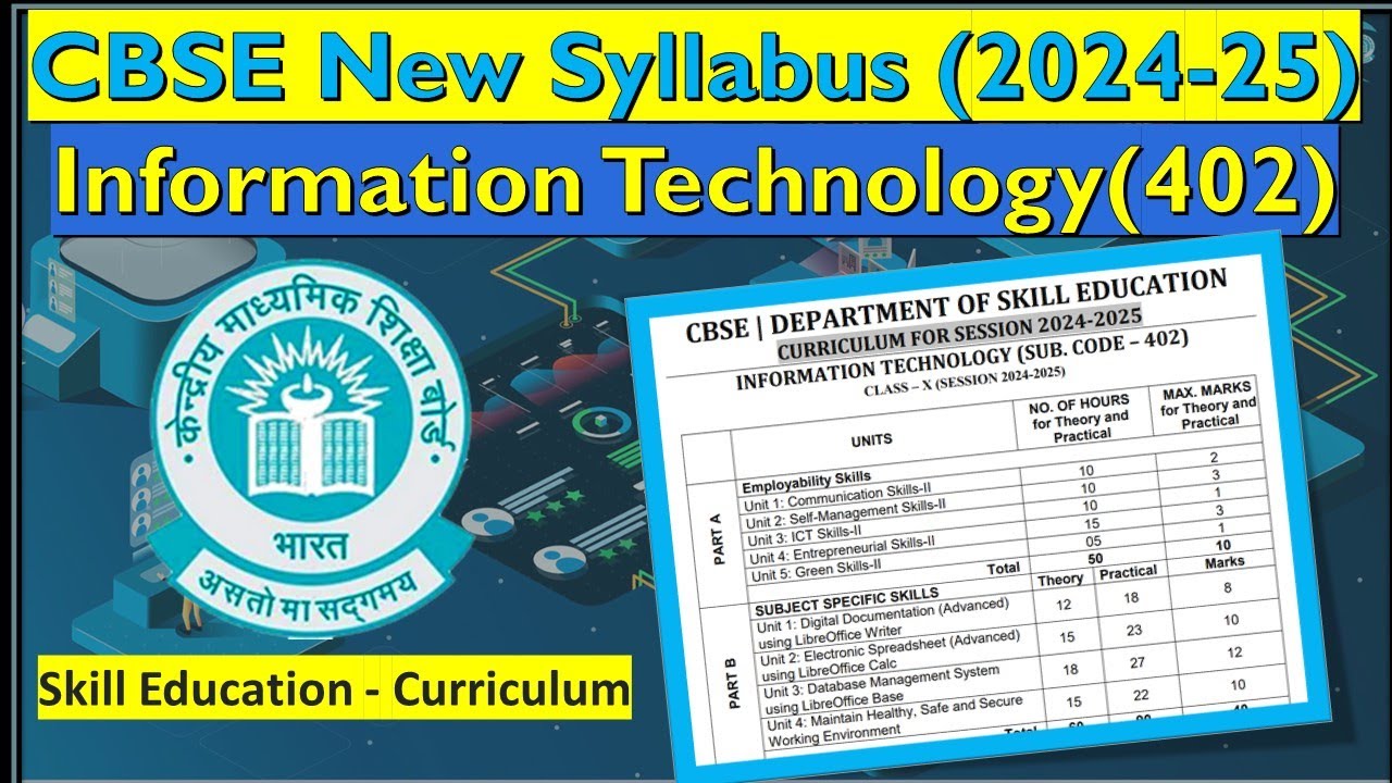CBSE Class 10 IT Subject 402 Syllabus change for Session 2024-25 - YouTube