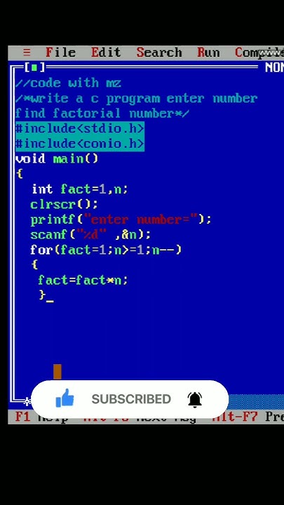 write a c program enter number and find factorial number||part -39||#coding #like #viralshort ...