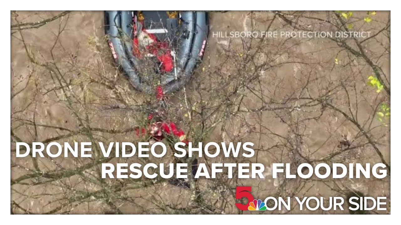 Drone video shows rescue of man clinging to tree in floodwaters - YouTube