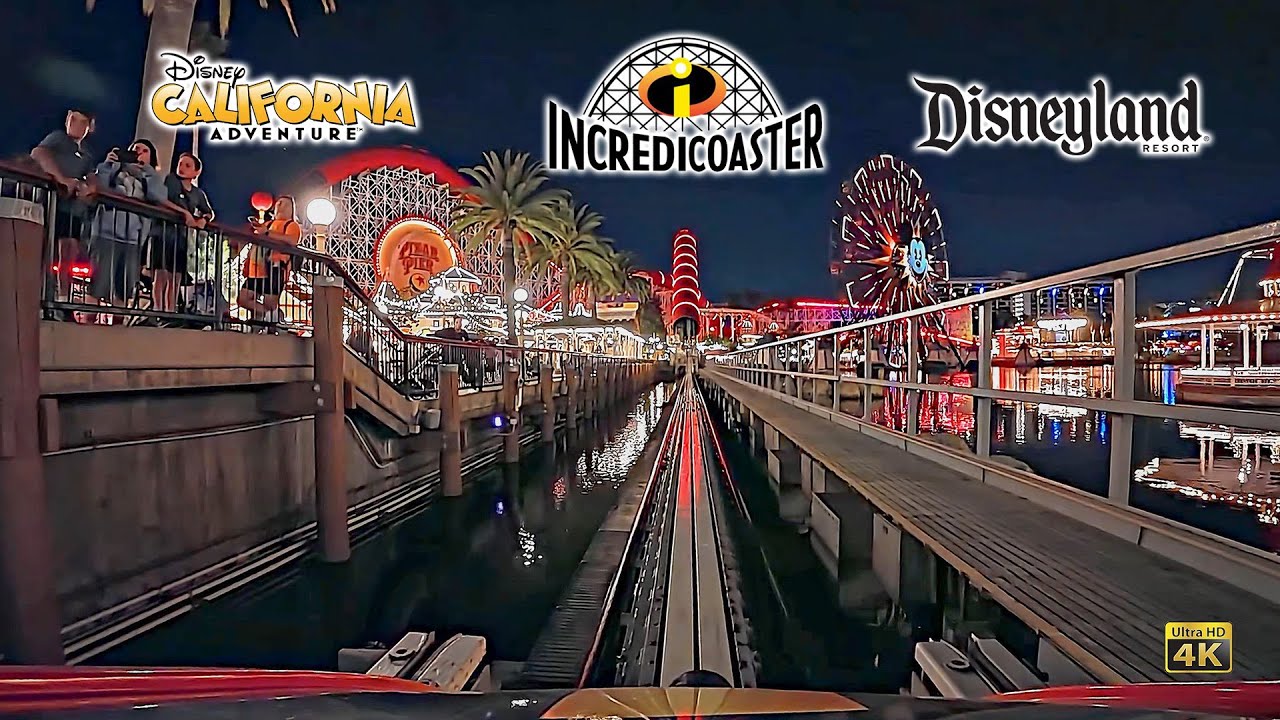 Incredicoaster at Night Front Row DJI Action 5 Pro 4K POV Disney ...