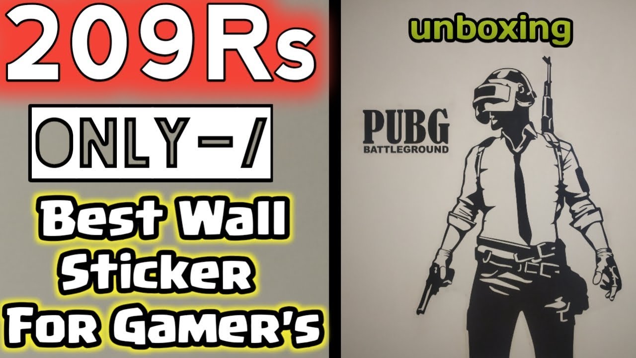 PUBG WALL STICKER UNBOXING ND LOOK | ONLY 209RS | Gaming Wall Decor ...