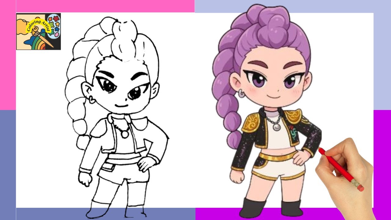 How to Draw Rumi Kpop Demon Hunters Step by Stp Easy Drawing - YouTube