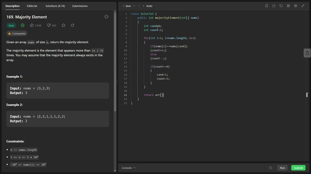 [Level-1 DSA] Lecture-35 Majority Element - Moore's Voting Algorithm ...