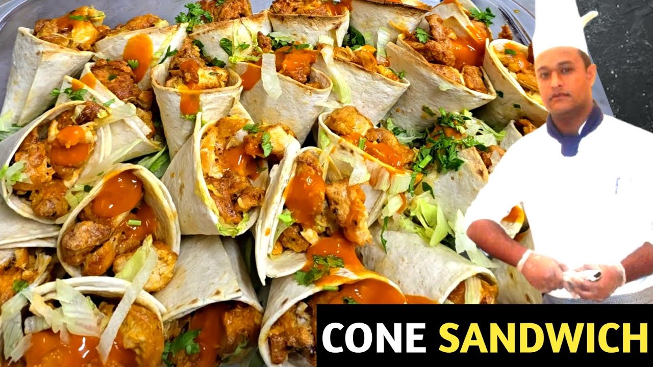 RESTAURANT STYLE CHICKEN CONE SANDWICH 5 मिनट में बनाएं रेस्टोरेंट जैसा ...