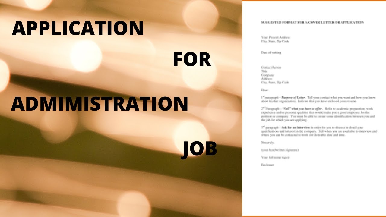 APPLICATION FOR ADMINISTRATION JOB - YouTube
