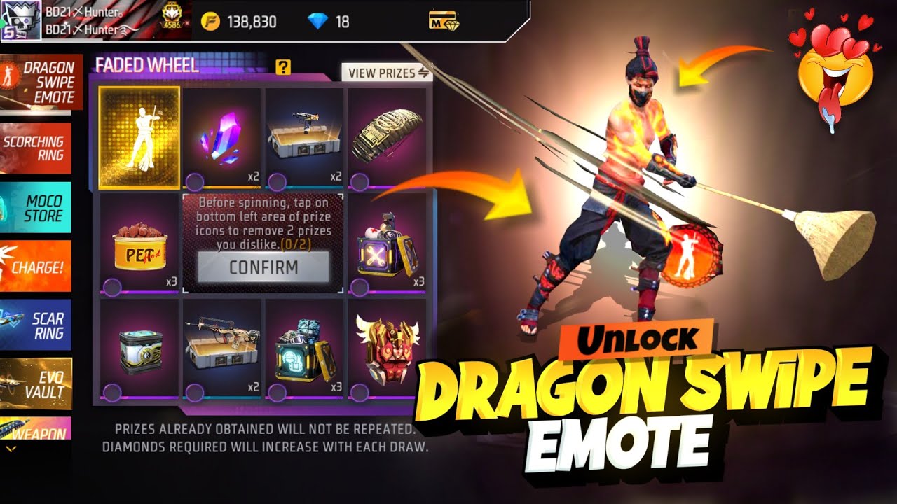 Dragon Swipe Emote Event Free Fire | New Faded Wheel | FF New Event ...