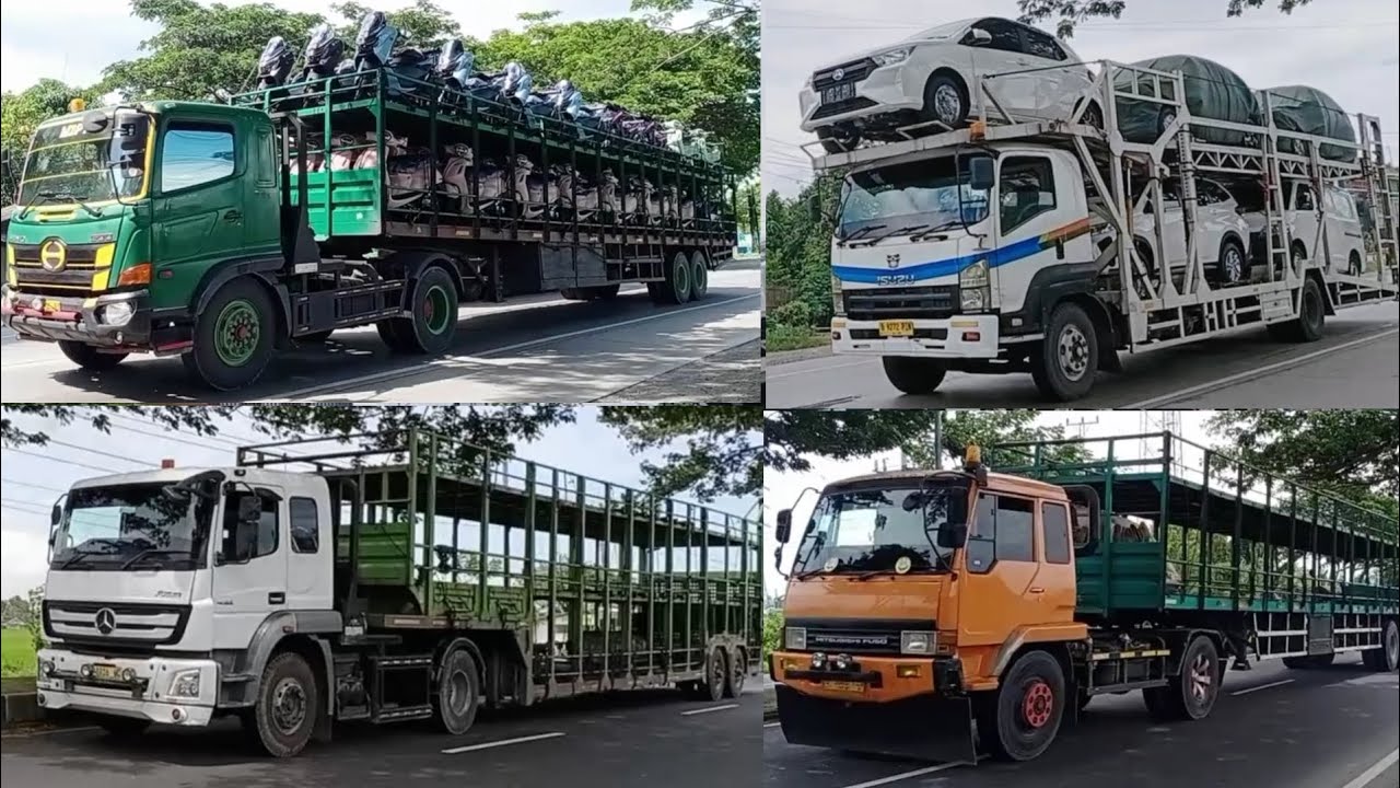 COMPILATION TRUK PENGANGKUT MOTOR/MOBIL!!!HINO 500 FUSO MERCY AXOR ...