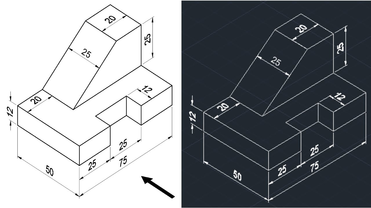 Isometric Drawing in Autocad Ex-4 in Hindi /AutocadTutorial/2d Drawing/Autocad and Solidwork ...