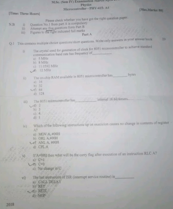 Microcontroller |Question Paper | 2018 - YouTube