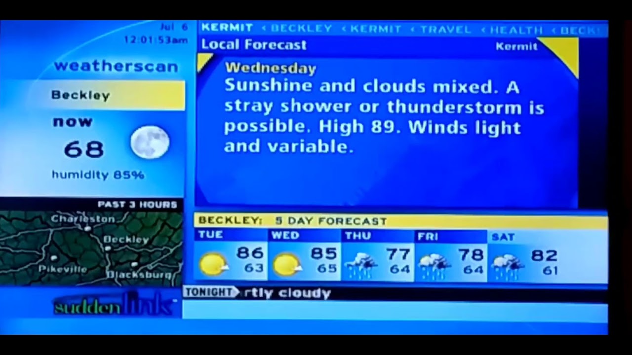 Weatherscan Beckley WV 7/6/21 12:01AM - YouTube
