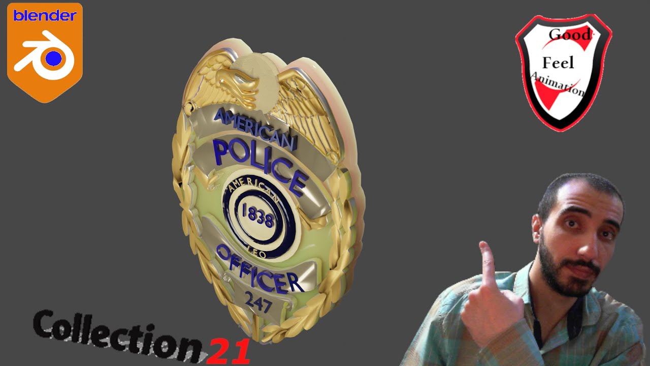 How to design and model a police badge for a game in Blender - YouTube