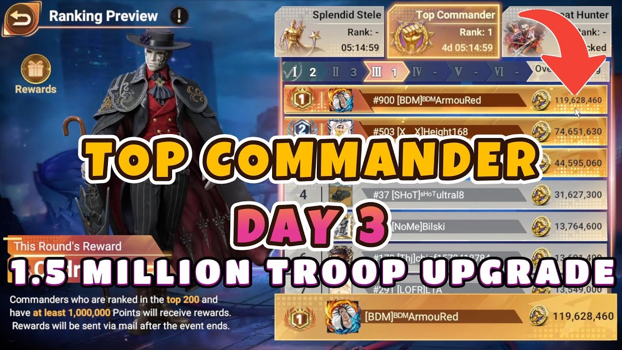 Top Commander Day 3 - 1.5 Million Troops Upgraded - YouTube