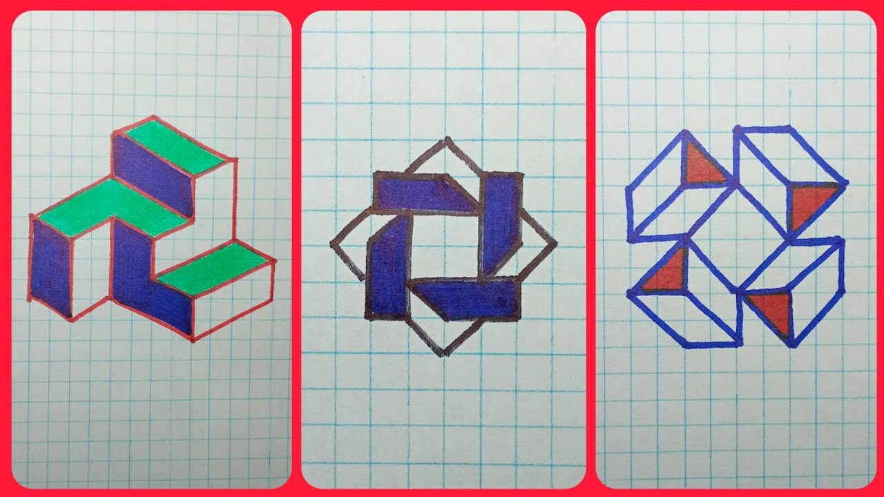3d draw Amazing | 3d drawing optical illusion on Graph paper - YouTube