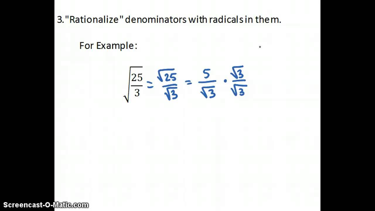 Simplifying Radicals With The Quotient Rule YouTube simplifying-radicals-with-the-quotient-rule-youtube