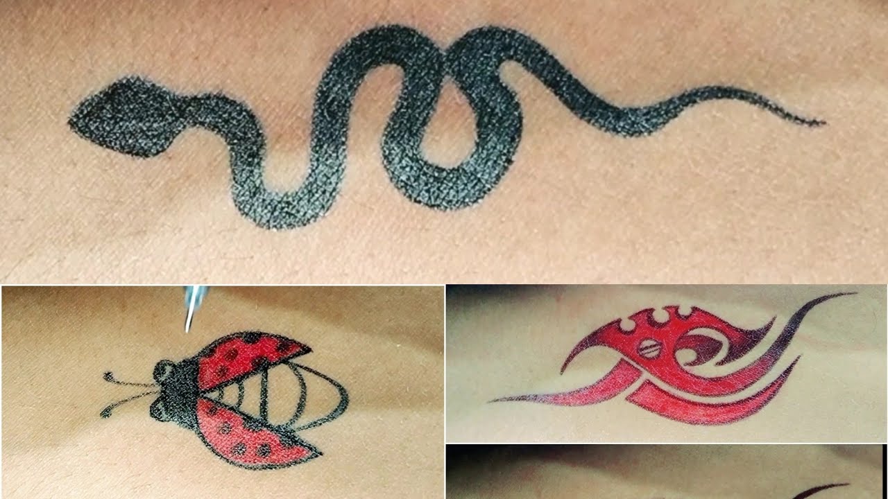 how to make #snake tattoo and #treble tattoo on hand with pen # ...